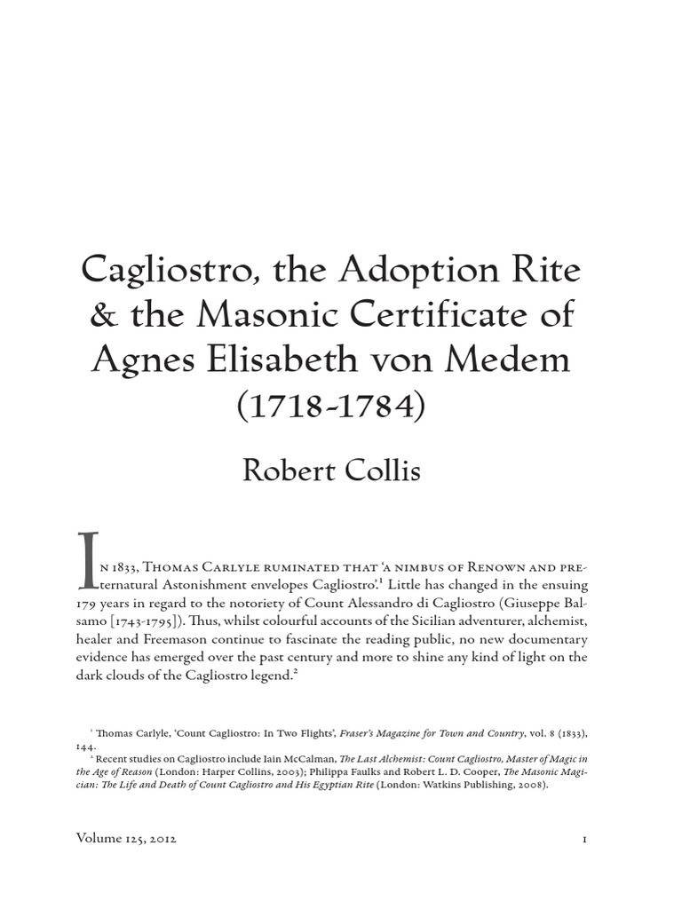 Cagliostro The Adoption Rite and The Mas | Download Free PDF ...