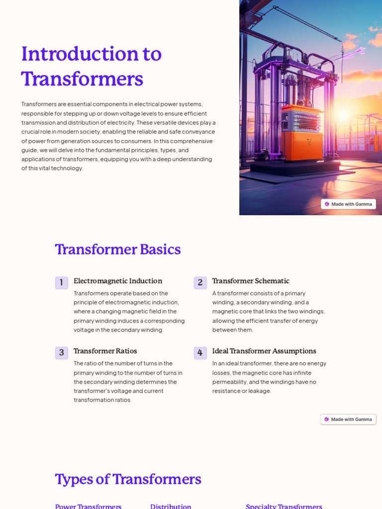 Introduction To Transformers Pdf Transformer Electric Power Transmission