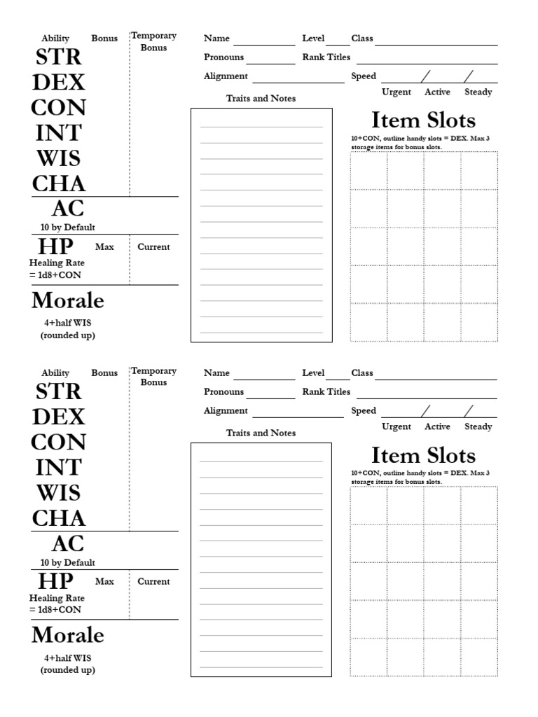 Character Sheet (Level 1-3) | PDF