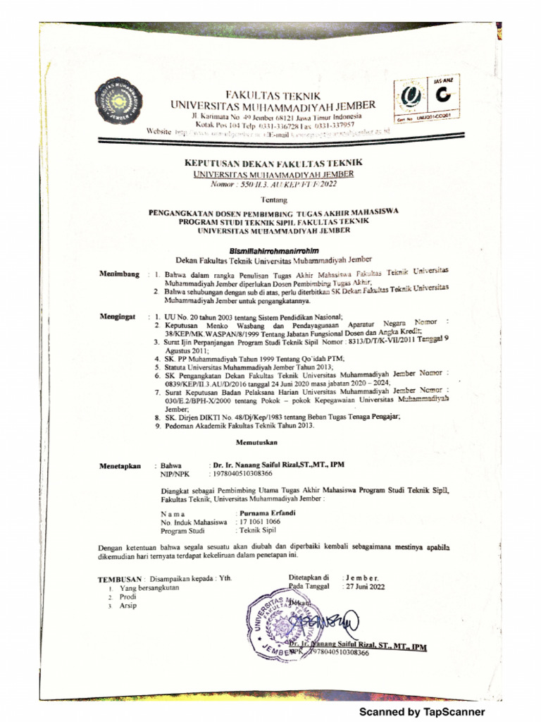 SK Pembimbing-1 | PDF