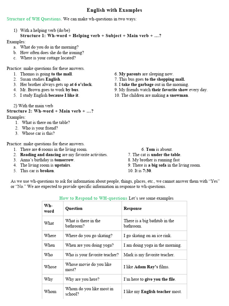 Example, Practice, Production | PDF | Question | Linguistics