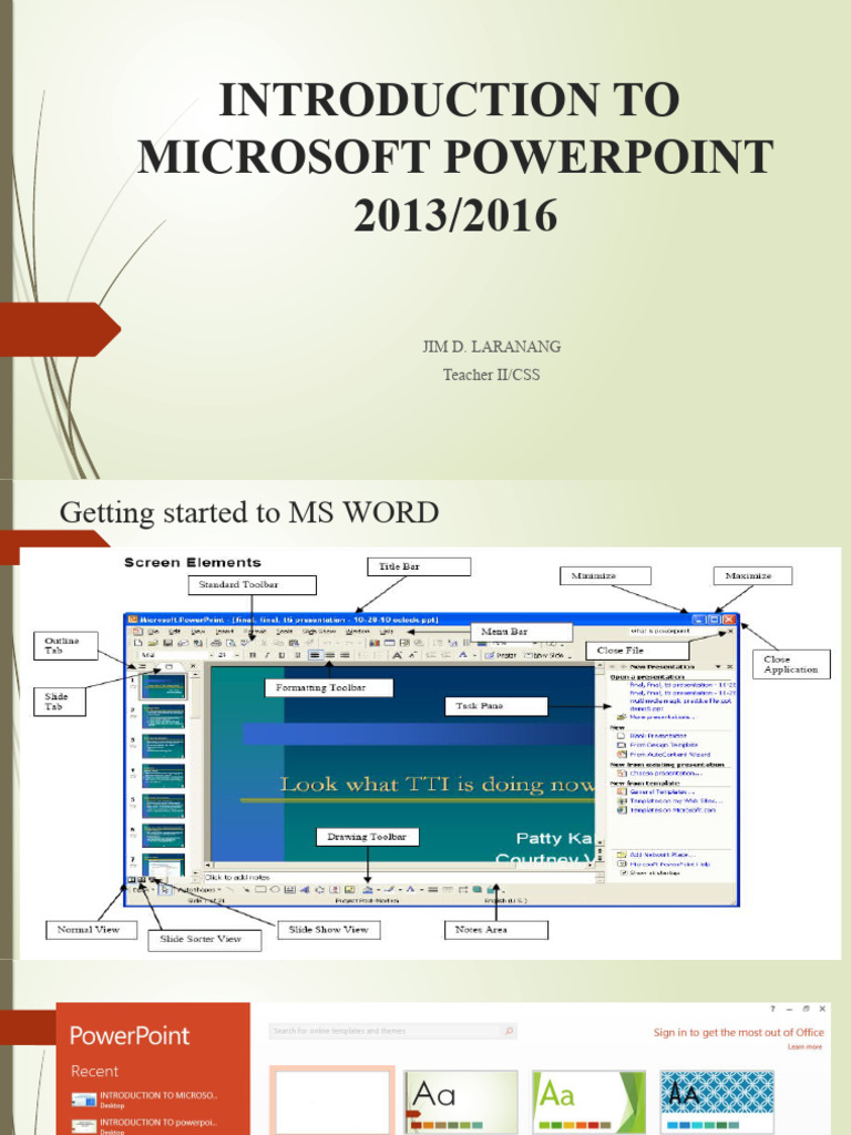 INTRODUCTION TO Powerpoint | PDF | Window (Computing) | Microsoft Power Point