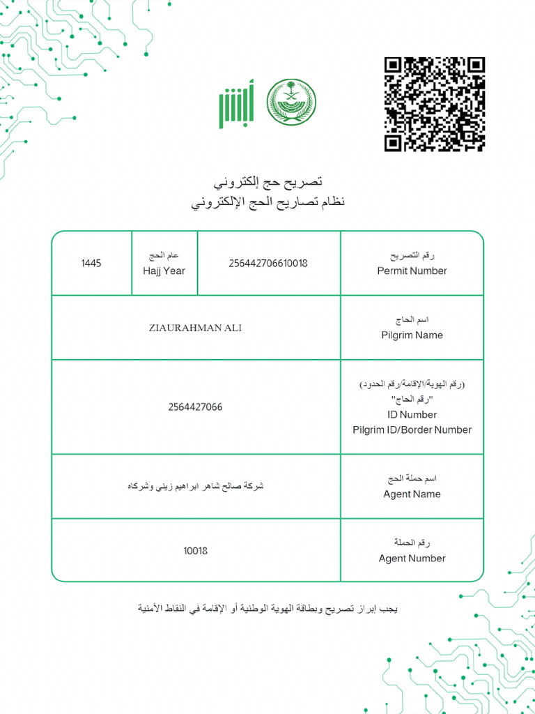 Hajj Permit 2564427066 | PDF