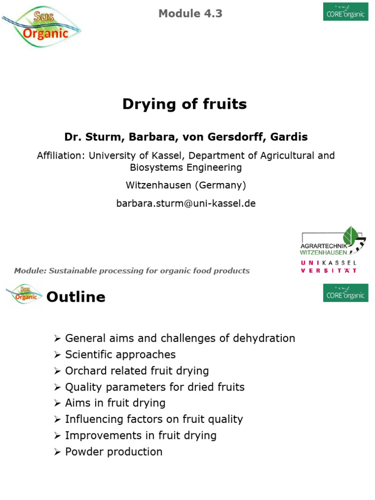 Module 4.3 Training Drying Fruits | PDF