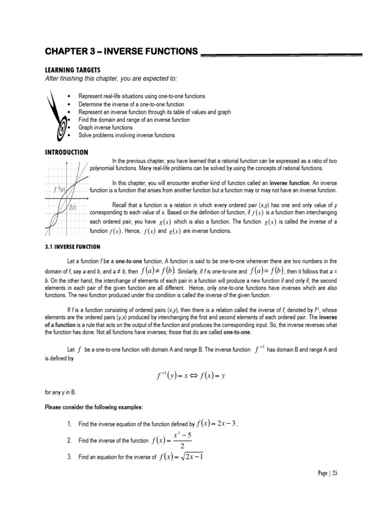 Chapter 3 - Inverse Functions | PDF | Function (Mathematics) | Mathematics