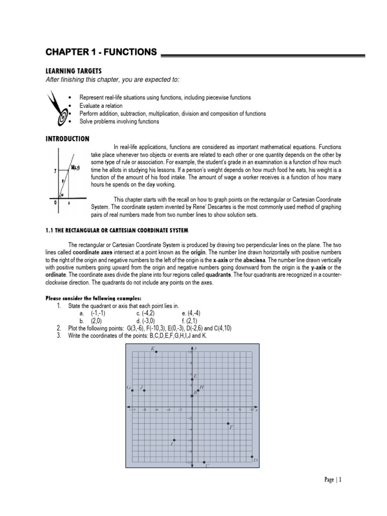 Chapter 1 Functions And Relations Pdf Function Mathematics Cartesian Coordinate System