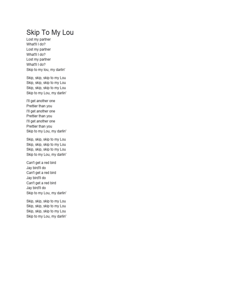 Skip To My Lou | PDF | Poetry