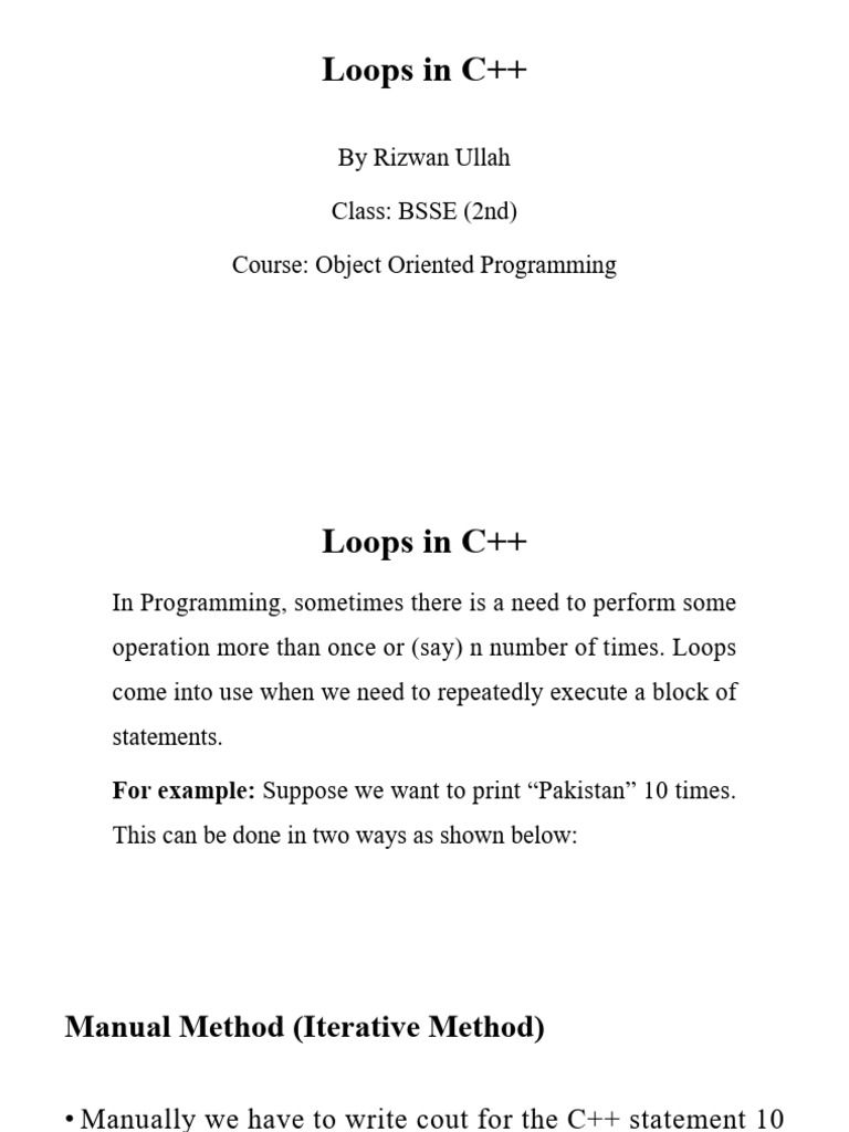 Loops | Download Free PDF | Namespace | C++ Loops | Download Free PDF | Namespace | C++