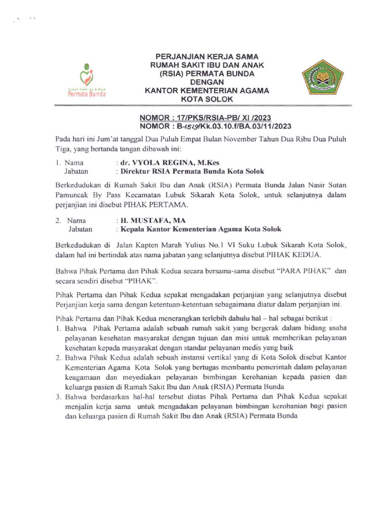 1mou RB Permata Bunda | PDF