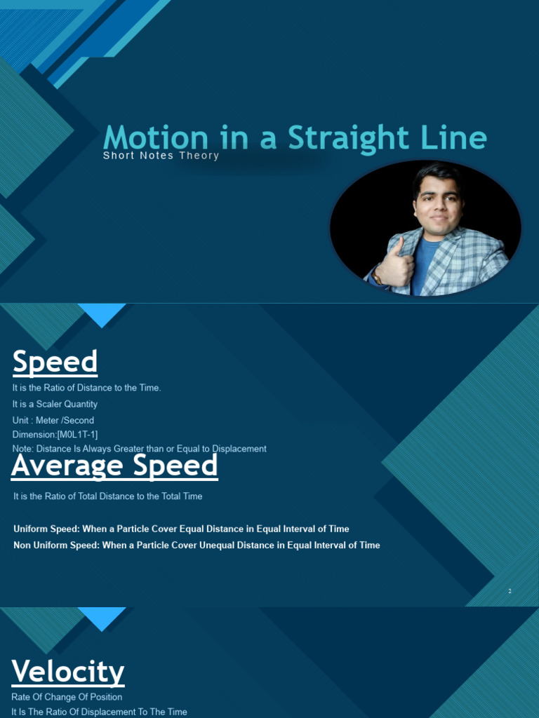 Motion in A Straight Line | PDF | Velocity | Acceleration