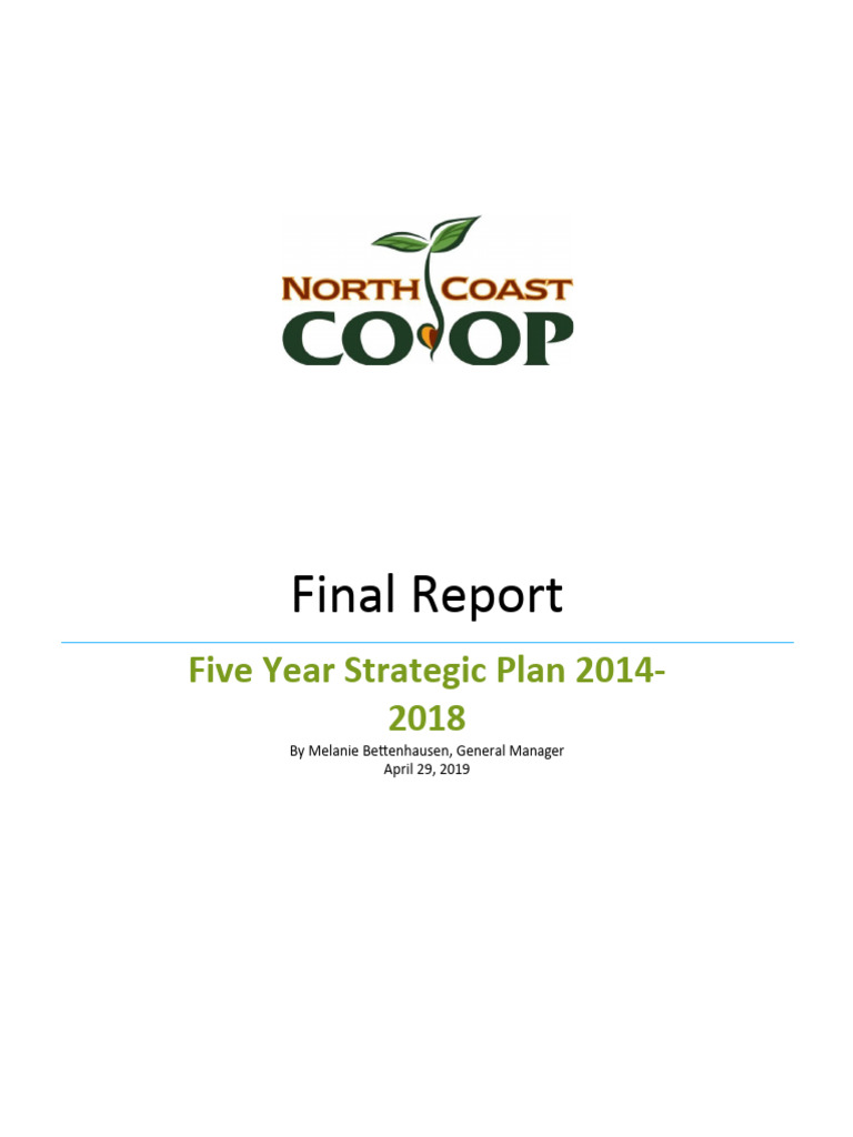 Final Report Strategic Plan 2014 2018 Pdf Cooperative Sustainability