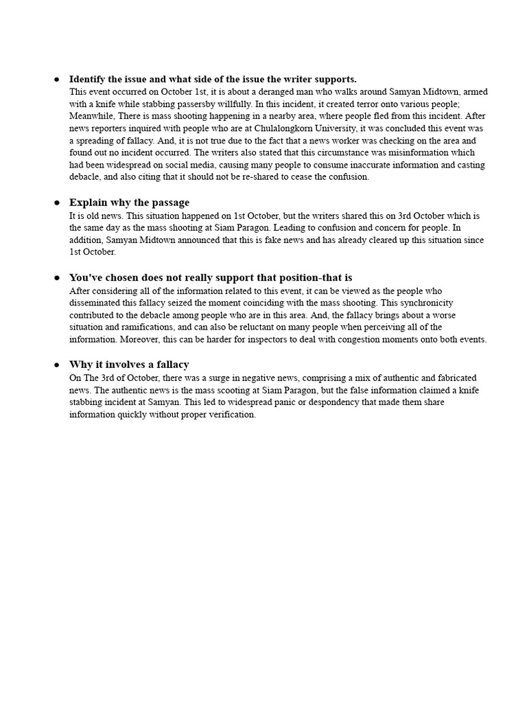 Explain Why The Passage: Identify The Issue and What Side of The Issue ...