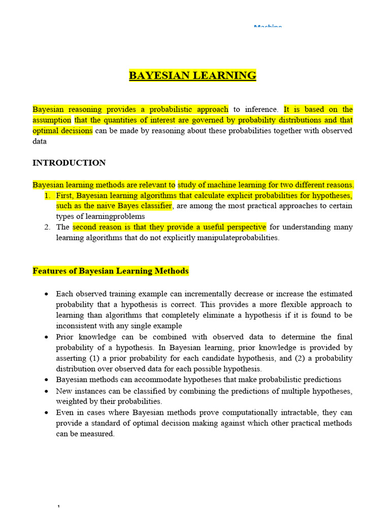 ML - Unit 1 - Part Ii | Download Free PDF | Bayesian Network | Bayesian Inference