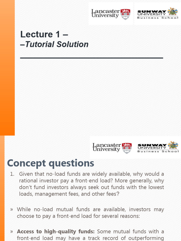 Tutorial 1 Solution Investment Management | PDF | Investment Fund | Mutual Funds