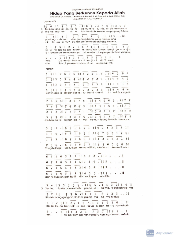 Lagu Tema GMIT 2024 | PDF