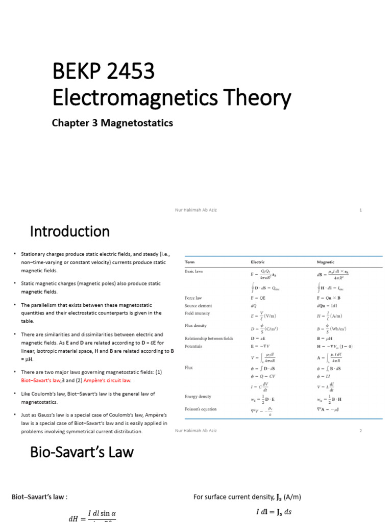 Magnetostatics: Biot-Savart Law Explained | PDF | Magnetic Field | Applied And Interdisciplinary ...