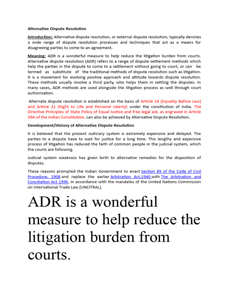 Unit 1 | PDF | Alternative Dispute Resolution | Mediation