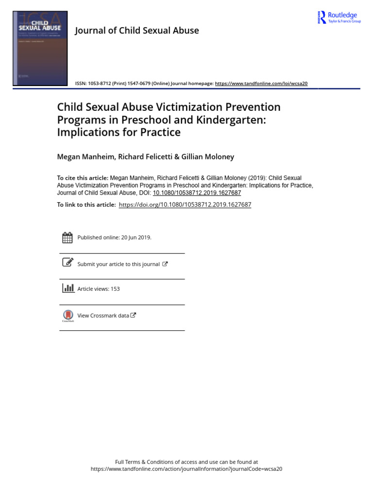 Child Sexual Abuse Victimization Prevention Programs in Preschool and ...