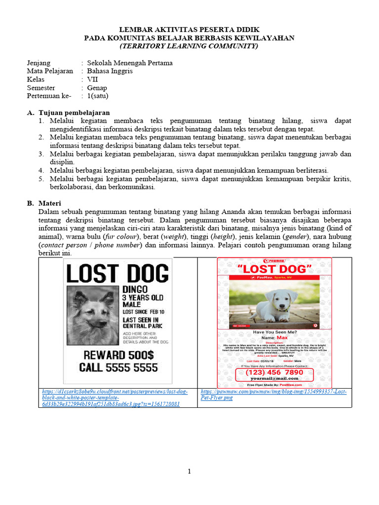 LAPD LKPD TLC-Kelas VII-smt 2 GENAP FIX | PDF | Classroom