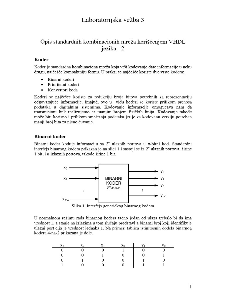 Vezba 3 Opis Standardnih Kombinacionih Mreza 2 | PDF