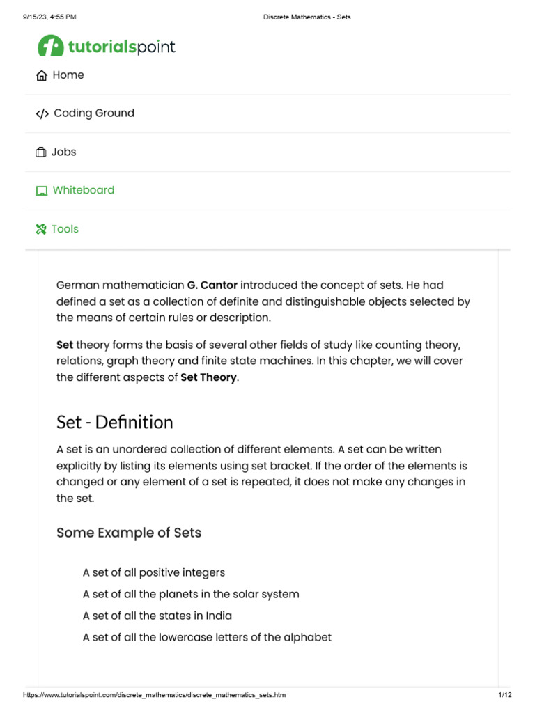 Discrete Mathematics - Sets | PDF | Set (Mathematics) | Discrete ... Discrete Mathematics - Sets | PDF | Set (Mathematics) | Discrete ...