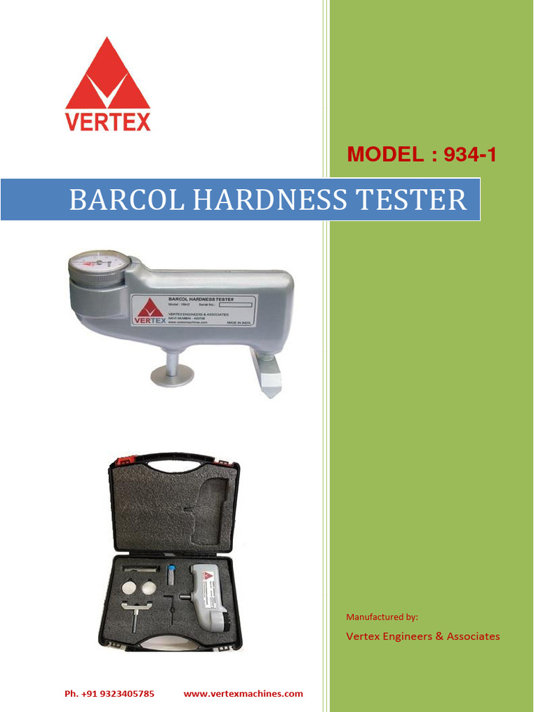 Barcol Hardness Tester 934-1 | PDF | Hardness | Aluminium