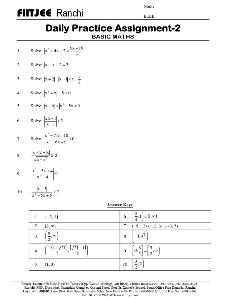 Daily Practice Assingment - 2-Basic Maths | PDF
