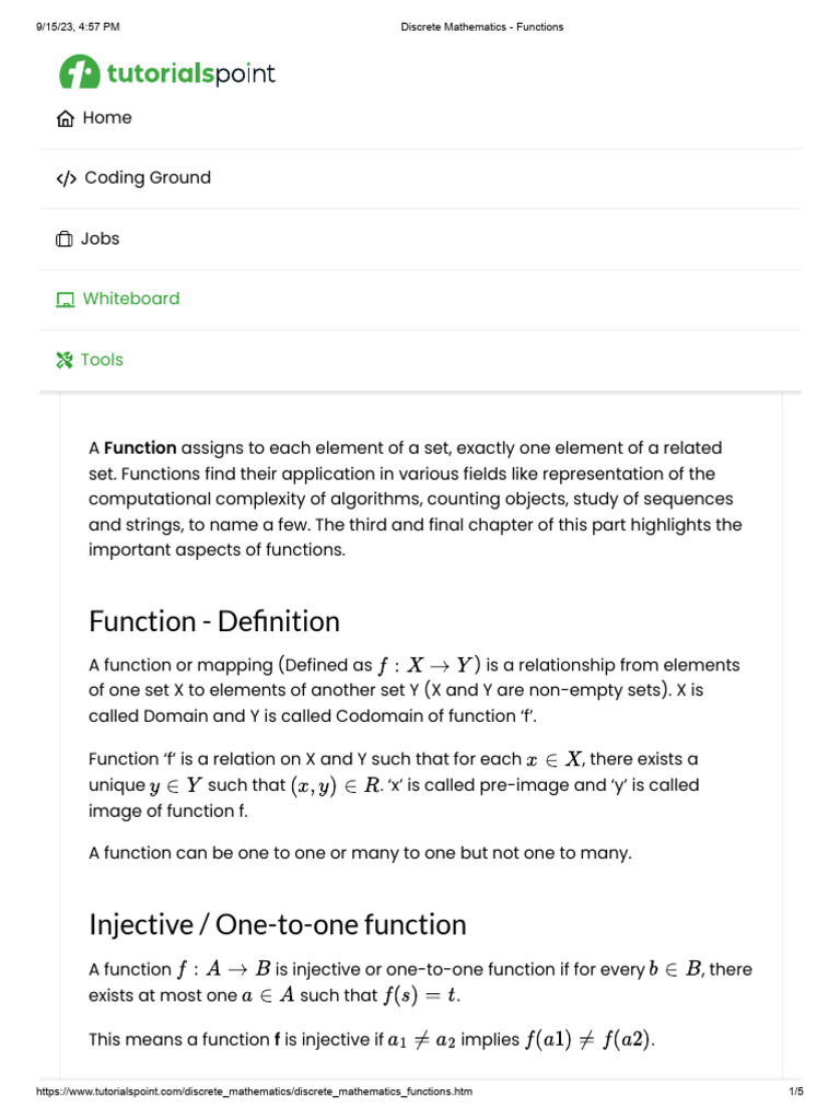 Discrete Mathematics - Functions | PDF | Function (Mathematics) | Mathematical Concepts