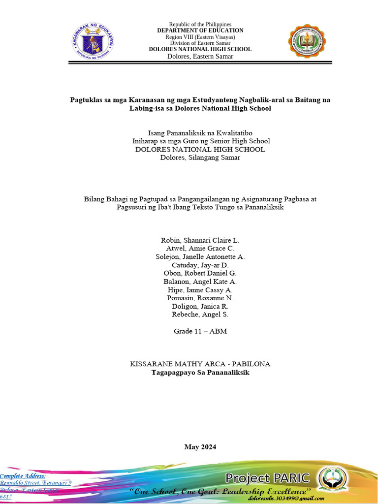 Pagbasa Research Chap 1 and 3 | PDF