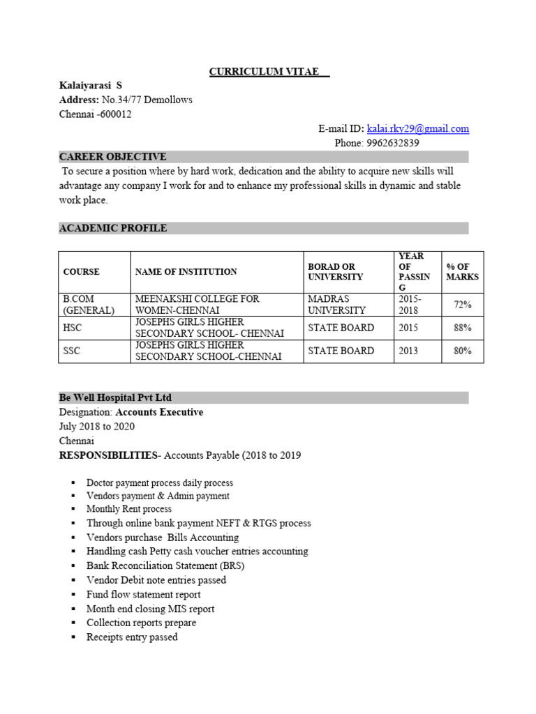 Kalai Resume | Download Free PDF | Voucher | Bookkeeping