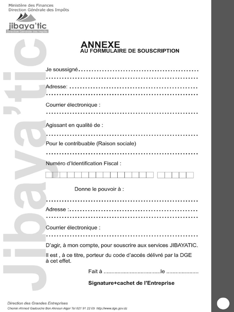 Annexe Au Formulaire de Souscription | PDF