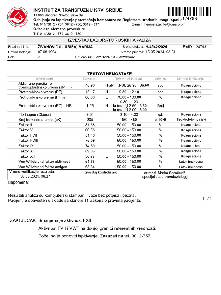 Institut Za Transfuziju Krvi Srbije | PDF