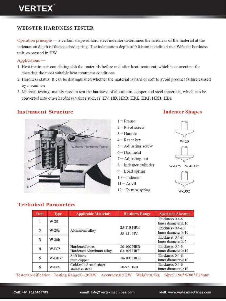 Webster Hardness Tester | PDF