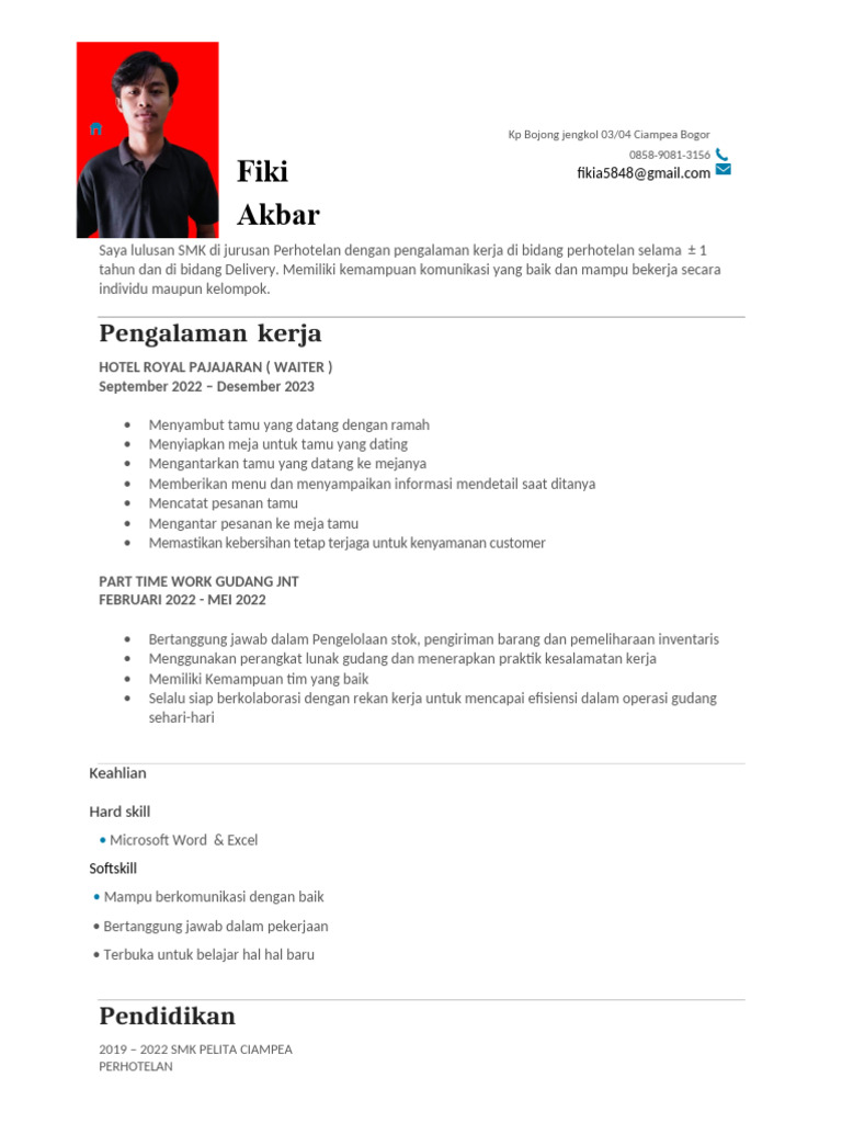 CV Fiki Akbar | PDF