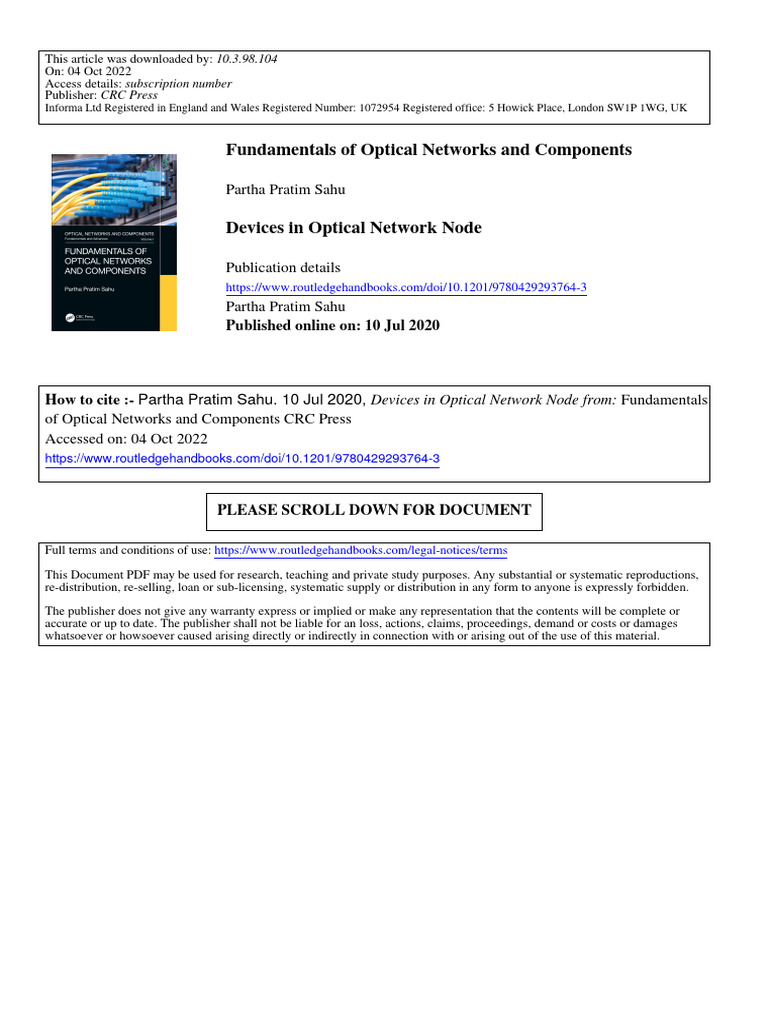 Devices in Optical Network Nodes | PDF | Waveguide | Materials Science