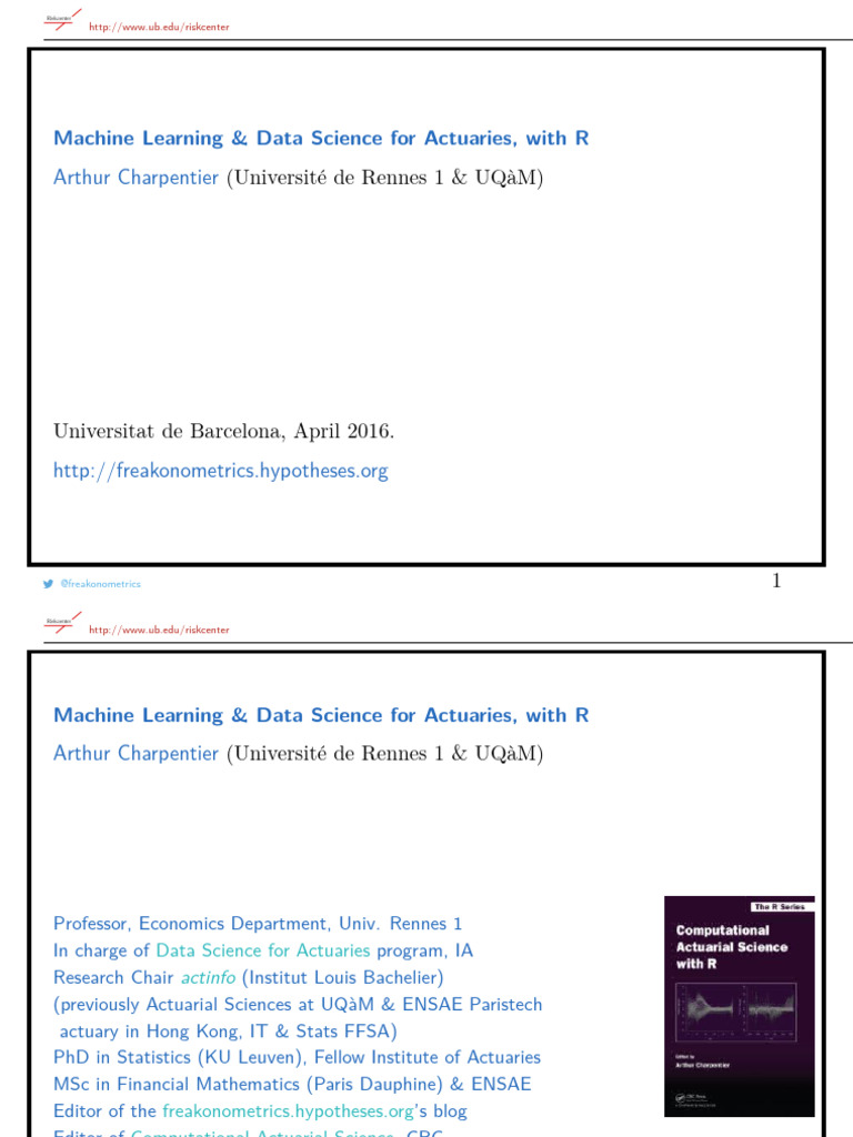Machine Learning and Data Science For Actuaries | PDF | Logistic Regression | Statistical Analysis