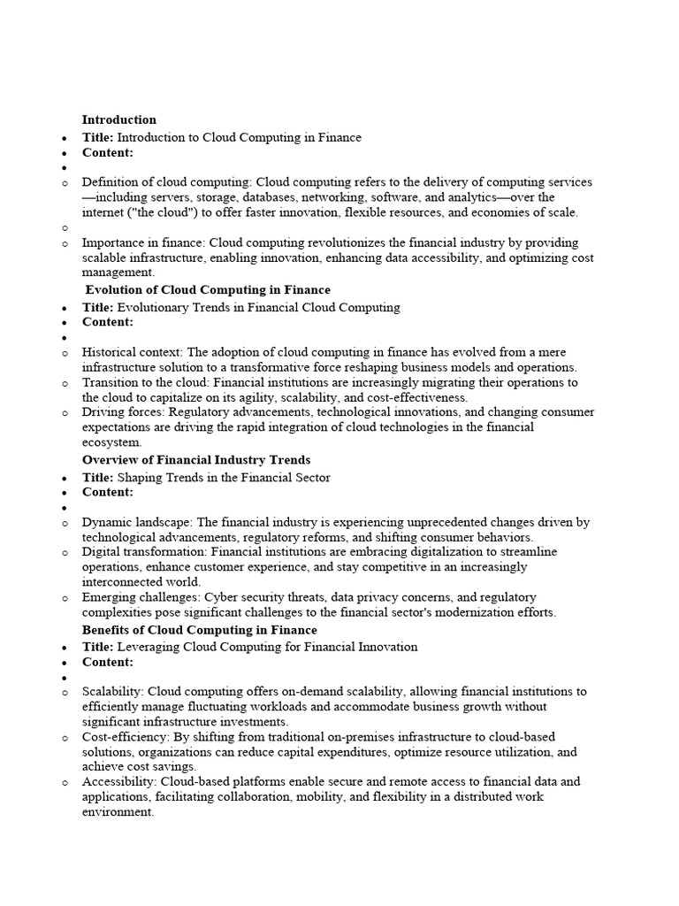 Importance of Cloud Computing in Financial World | PDF | Cloud ...