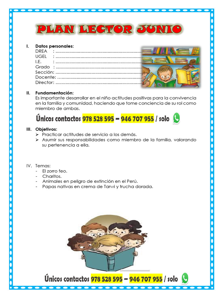 1° Plan Lector Junio | Descargar gratis PDF | Aves | Patata