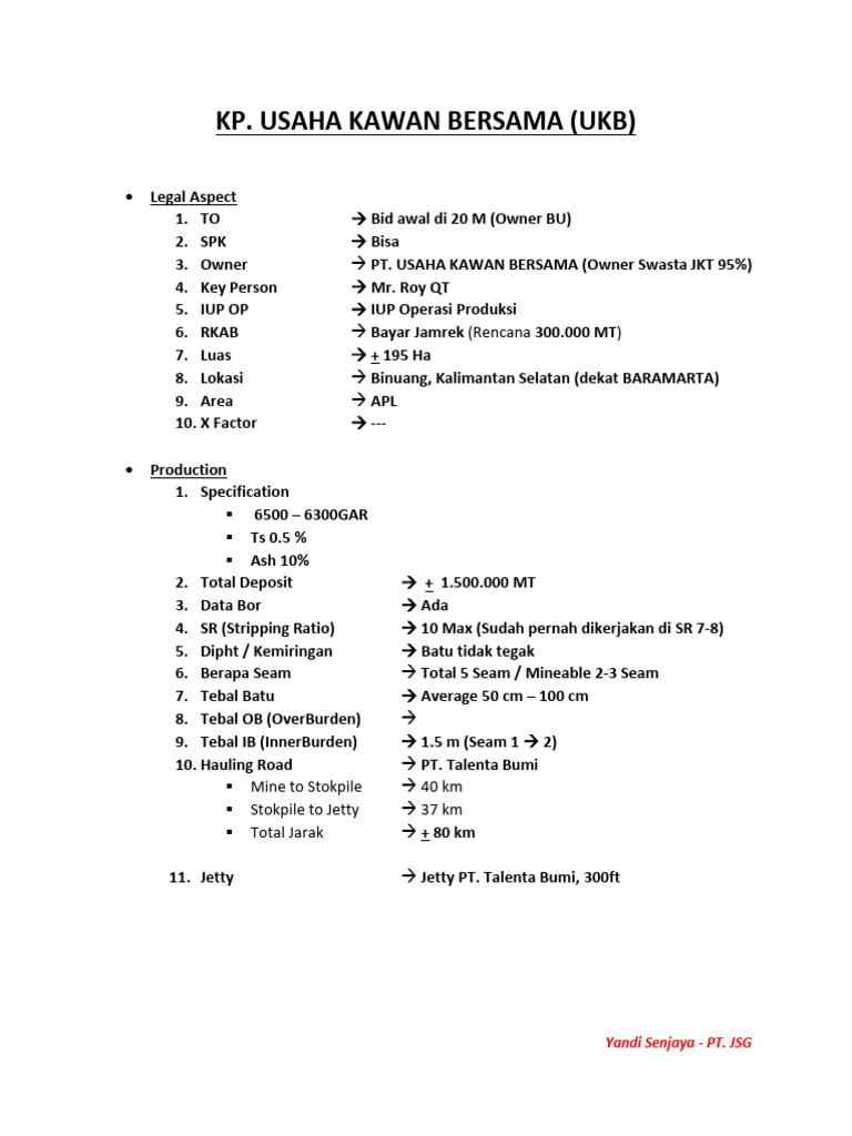 Summary PT. UKB - Kalsel | PDF | Science & Mathematics