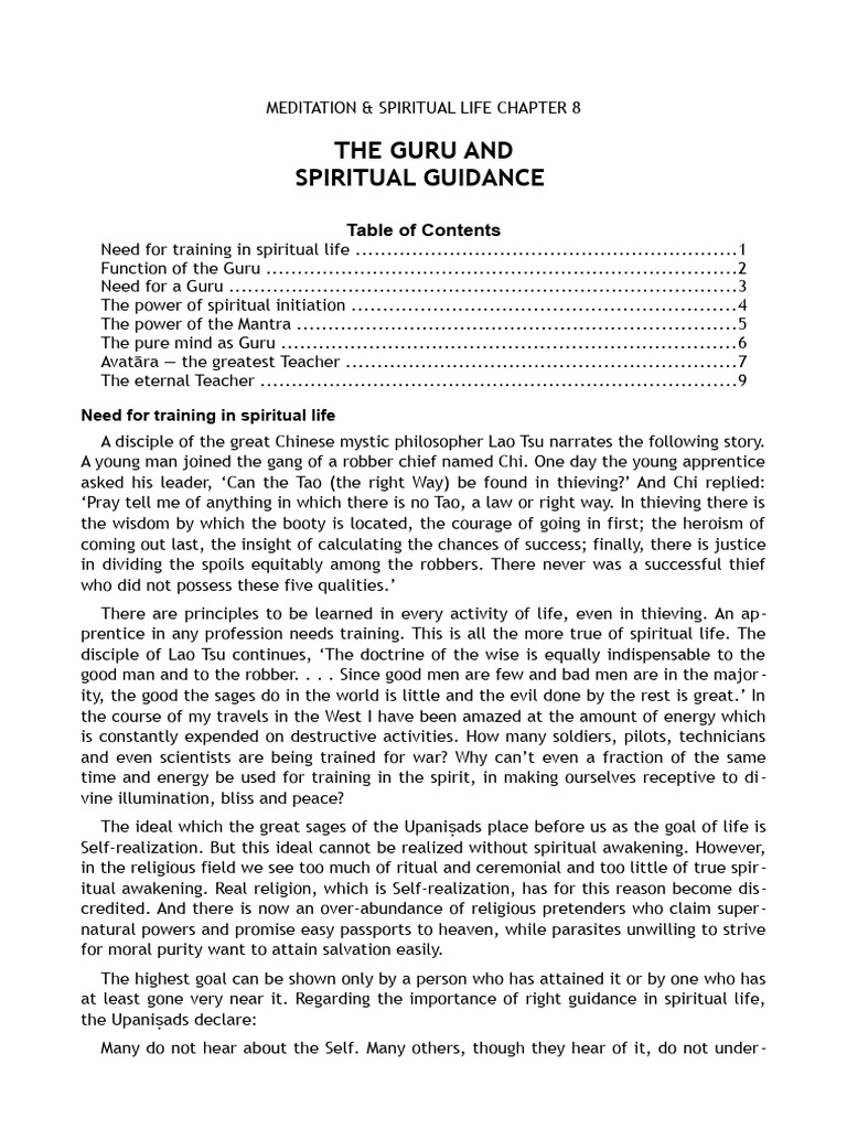 The Guru and Spiritual Guidence | PDF | Ramakrishna | Guru