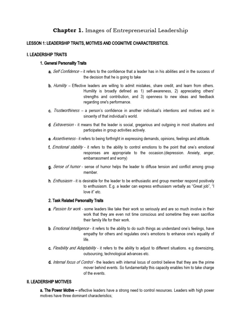 Leadership Traits Characteristics and Motives | PDF | Leadership ...