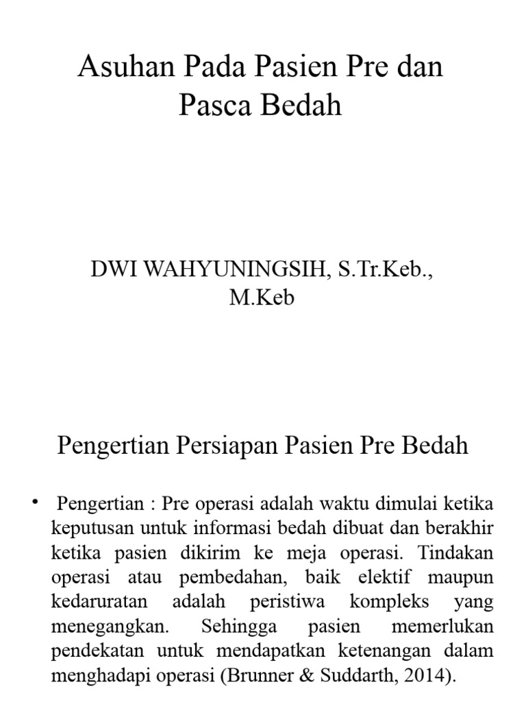 Asuhan Pada Pasien Pre Dan Pasca Bedah | PDF