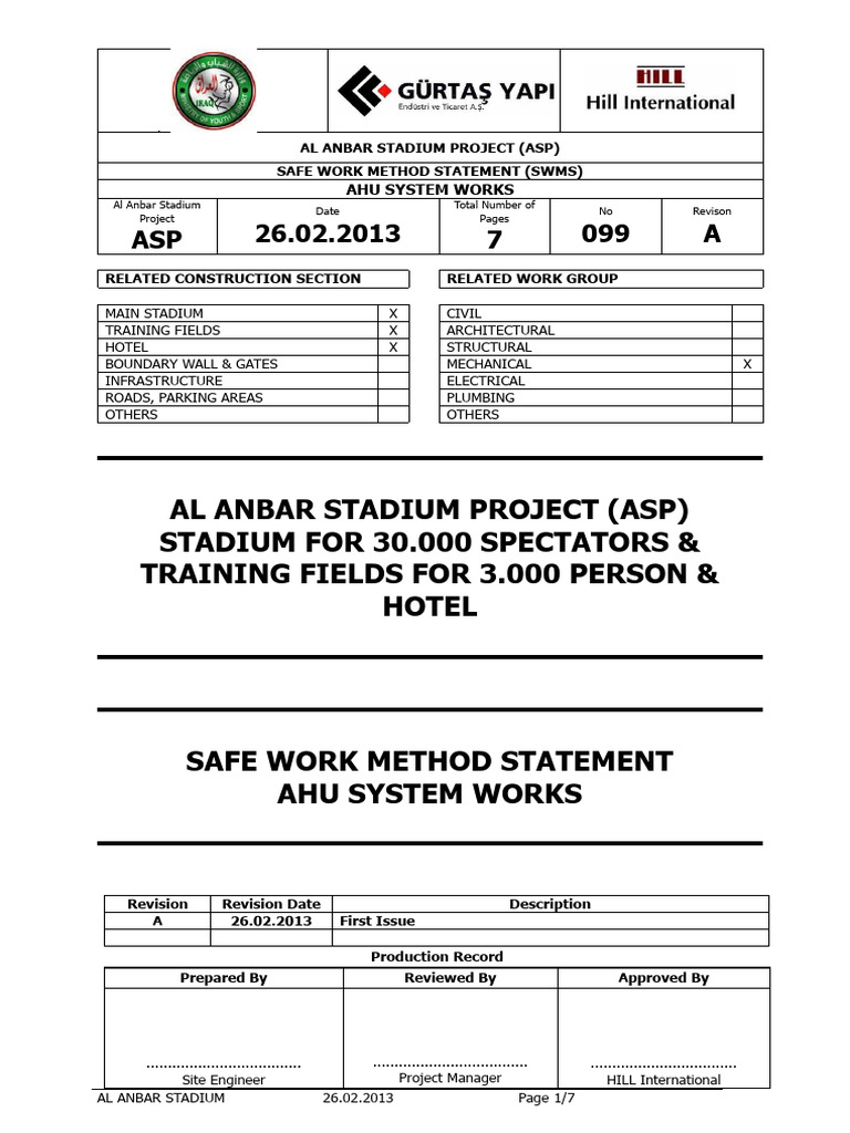 099 MoS For AHU System Works of MS-H-TF | PDF | Duct (Flow) | Specification (Technical Standard)
