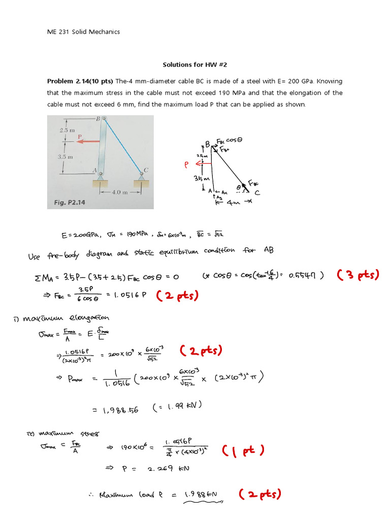 HW#2 Solution | PDF | Stress (Mechanics) | Young's Modulus