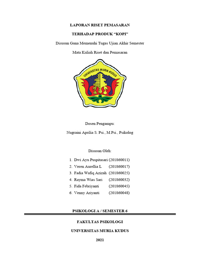 Laporan Tugas Akhir Riset Pemasaran k.3 | PDF