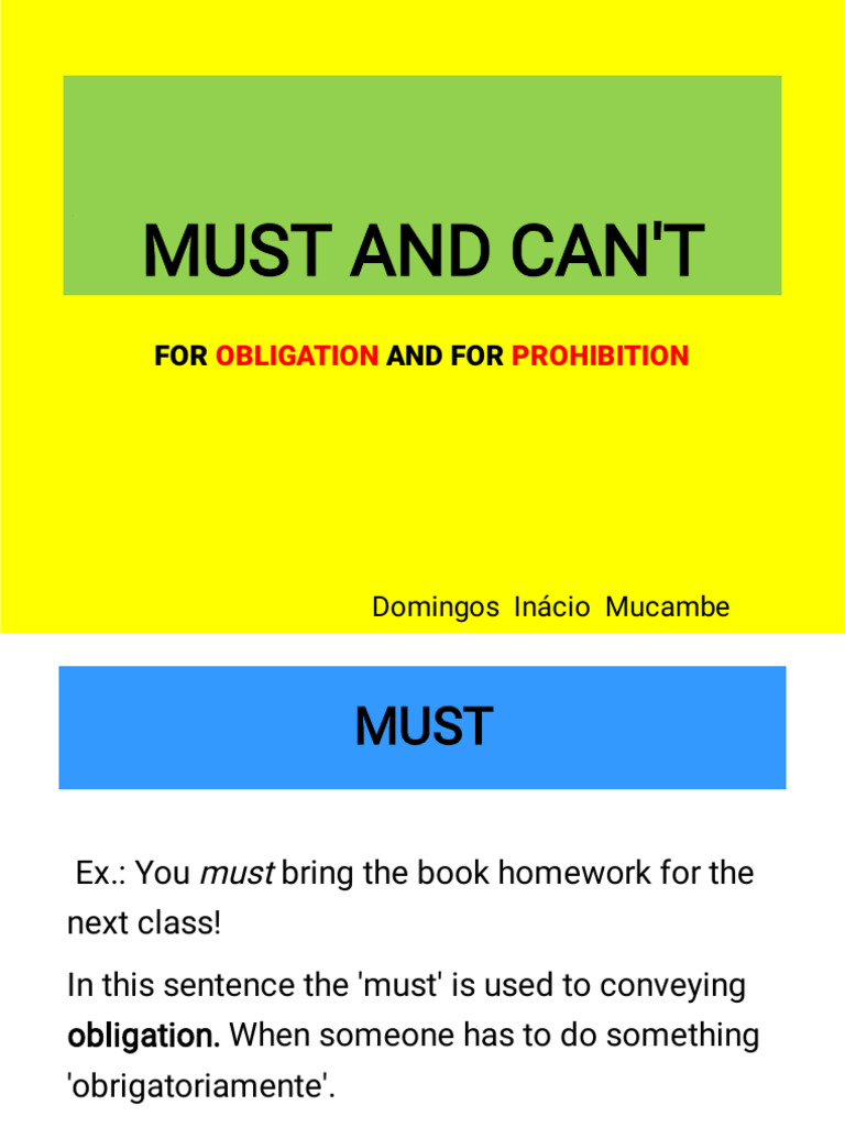 Must and Can't: Obligation vs. Prohibition | PDF