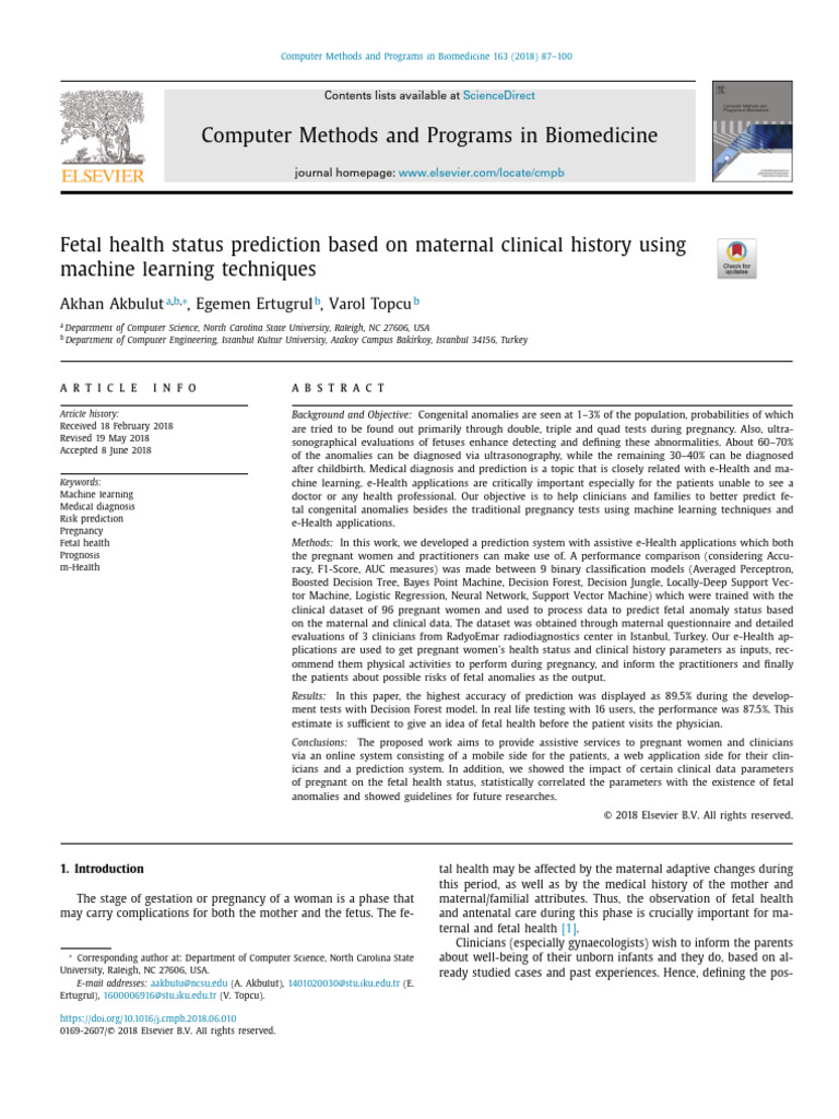 Computer Methods and Programs in Biomedicine: Akhan Akbulut, Egemen ...
