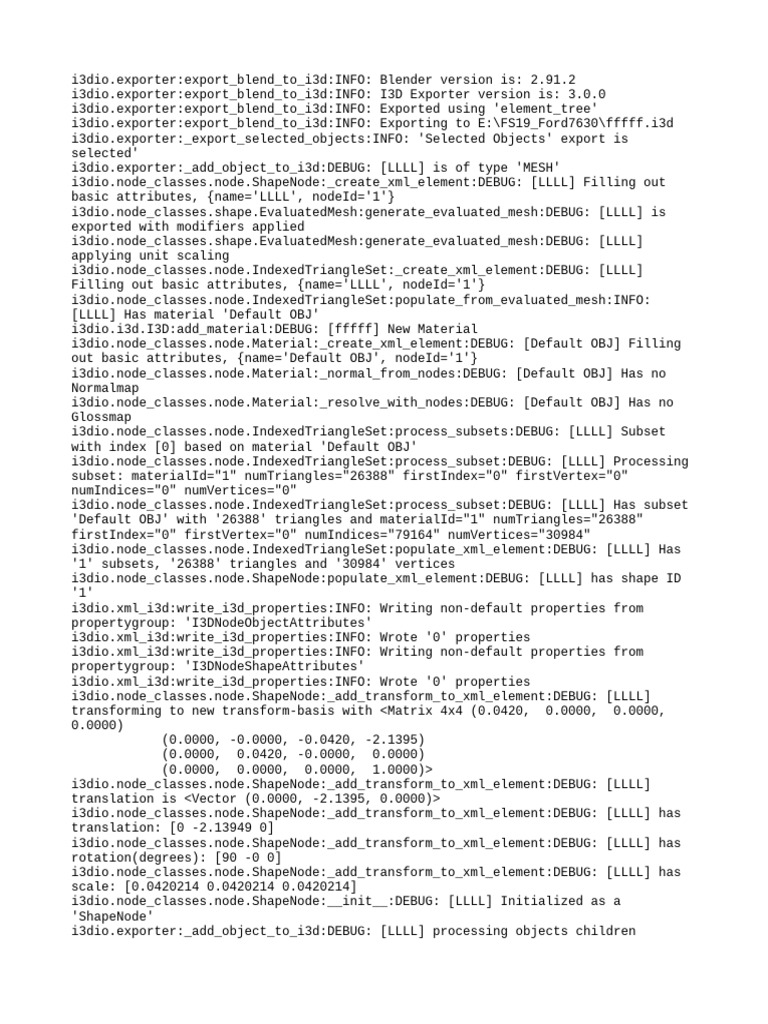 FFFFF Export Log | PDF | Shape | Geometry
