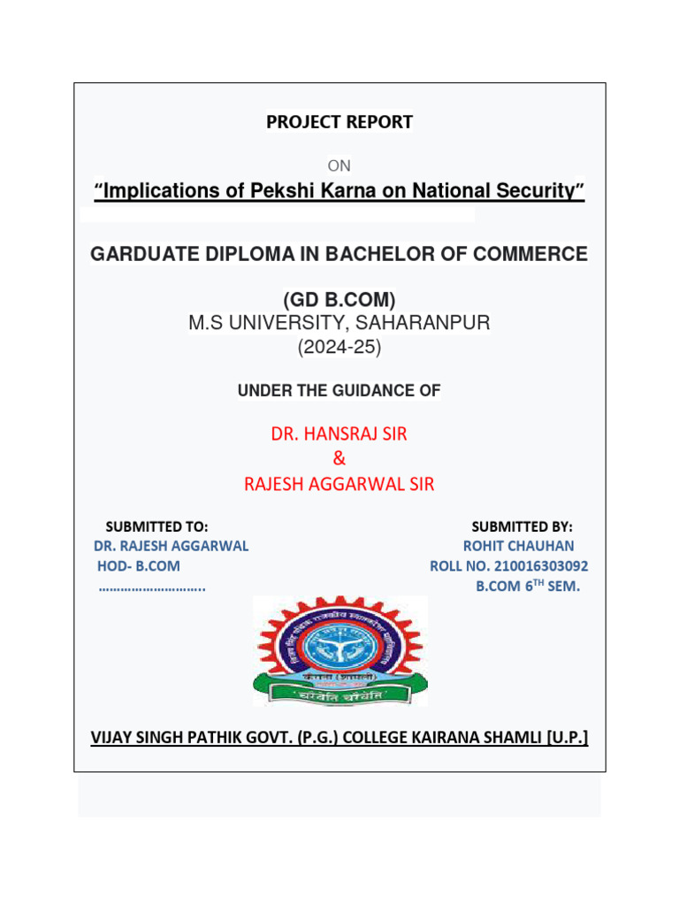 Mohit Chauhan B.com Project Report | PDF