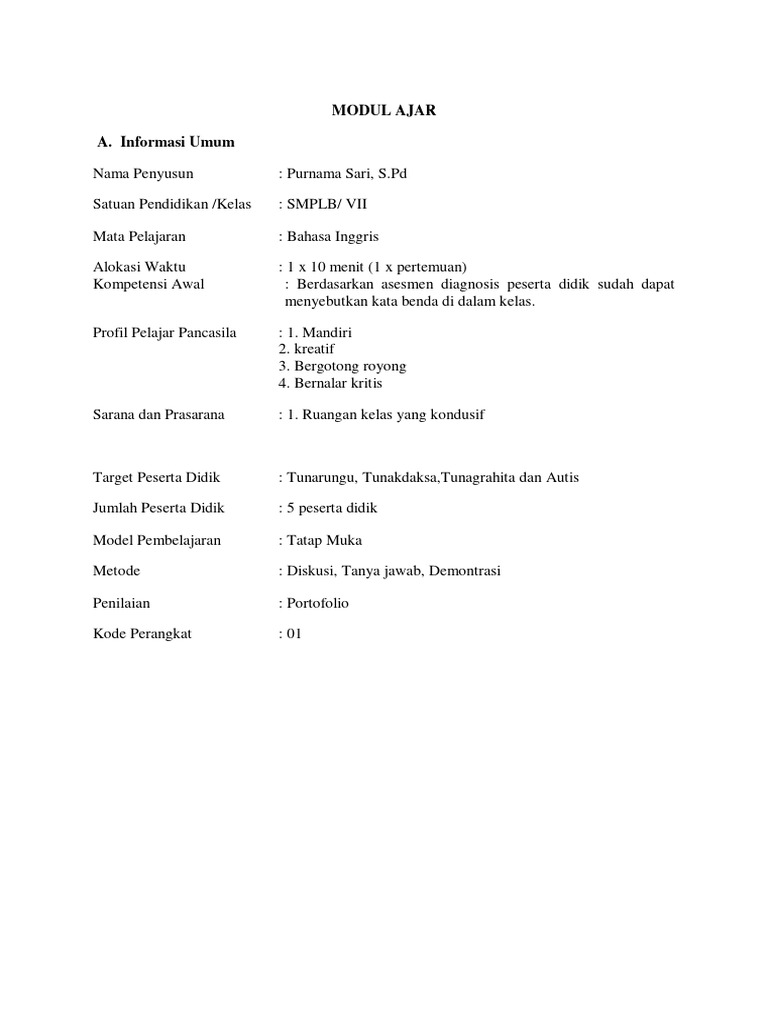 Modul Ajar SLB | PDF